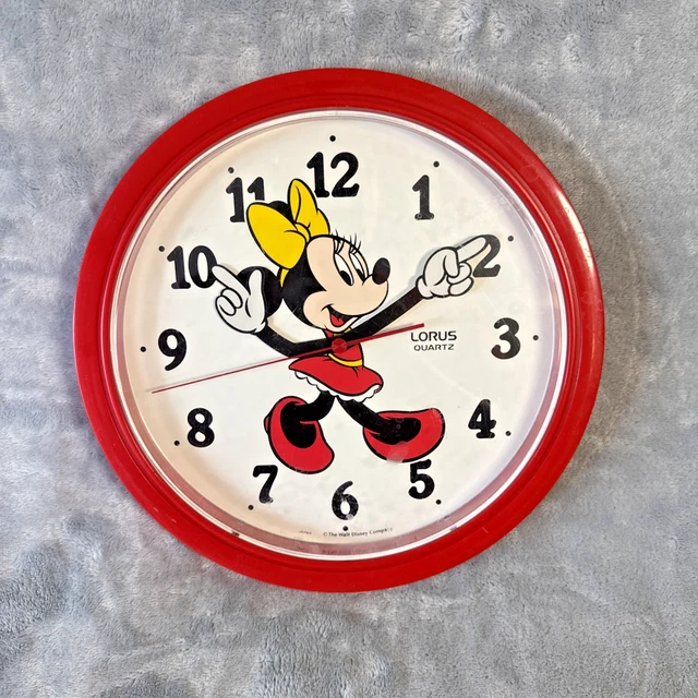 DISNEY MINNIE MOUSE Wall Analog Display 10” Clock 80s 90s Tested Works ...