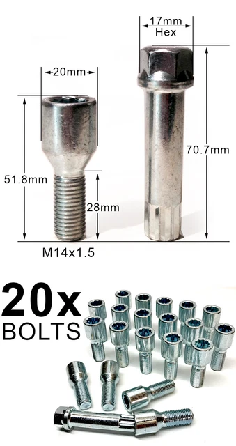 M14 ALLOY WHEEL tuner bolts + star Key VW Beetle 5C7 [2013-16] Convertible x 20 £25.48 - PicClick UK