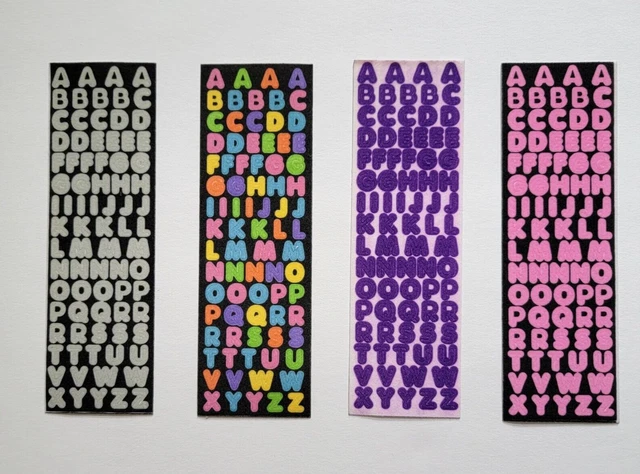 VINTAGE FUZZY SANDYLION multiple colours Alphabet Stickers, 4 sheets ...