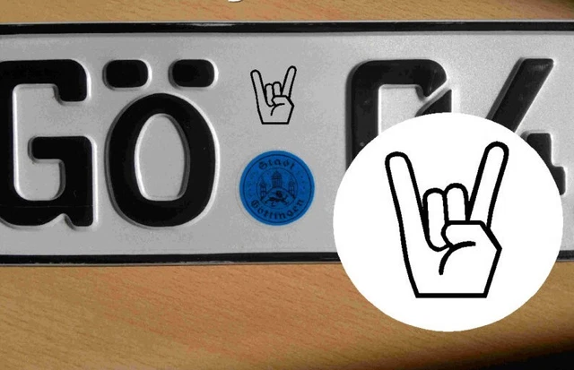 2X POMMESGABEL AUFKLEBER Kennzeichen Rockergruss Wacken Heavy Metal ...