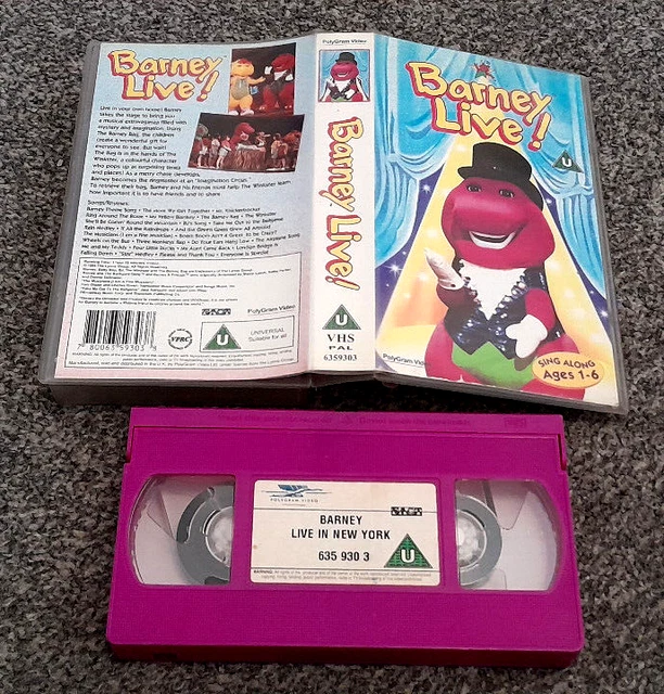 BARNEY THE DINOSAUR Barney Live In New York Purple Pal Vhs Video Kids ...