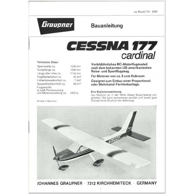 PLAN DE MODÉLISME Cessna 177 Cardinal EUR 14,95 - PicClick FR