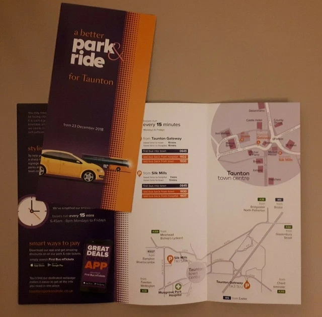 FIRST BUS: THE Buses of Somerset Taunton Park & Ride leaflet December ...