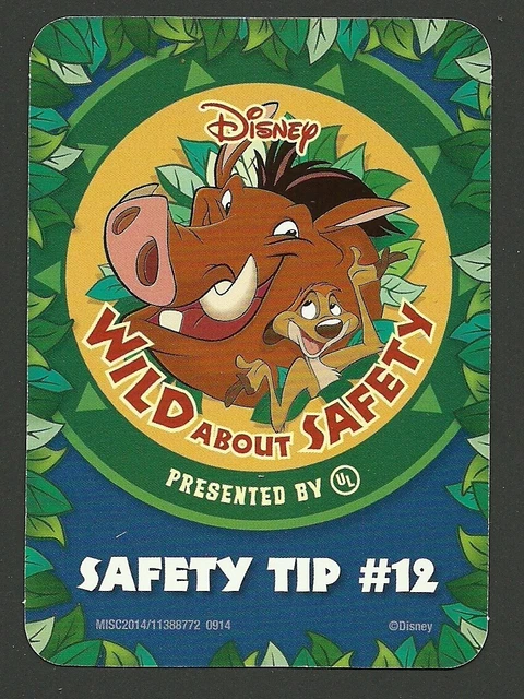 WALT DISNEY WORLD Lion King Timon & Pumba Wild About Safety Card Tip ...