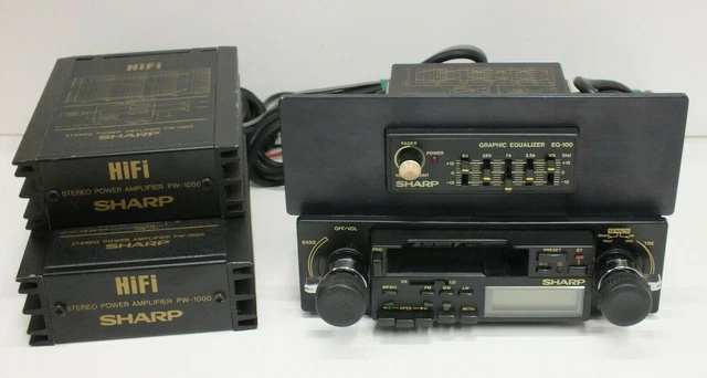 VINTAGE SHARP CAR Radio Cassette RG-9500 & EQ-100 Equaliser & 2 x PW ...