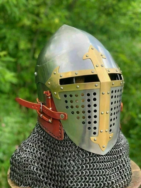CHAINMAIL HELMET BASCINET Roa Medieval Steel Knight Viking Hmb 18 Gauge ...