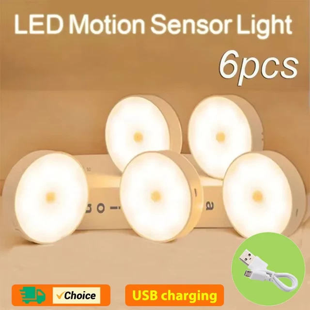 LED MOTION SENSOR Lights PIR Wireless Night Light Battery Cabinet Stair ...