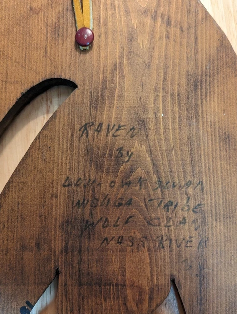 NORTHWEST COAST FIRST Nations carving of Raven signed. Nishga tribe. BC ...