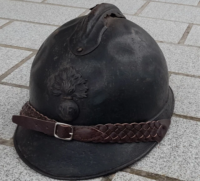 JUGULAIRE TRESSÉE OFFICIER CASQUE Adrian mod.1915-1926 CUIR MARRON ...