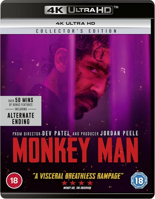 MONKEY MAN COLLECTORS Edition 4K UHD Ultra HD Blu Ray New & Sealed £20. ...
