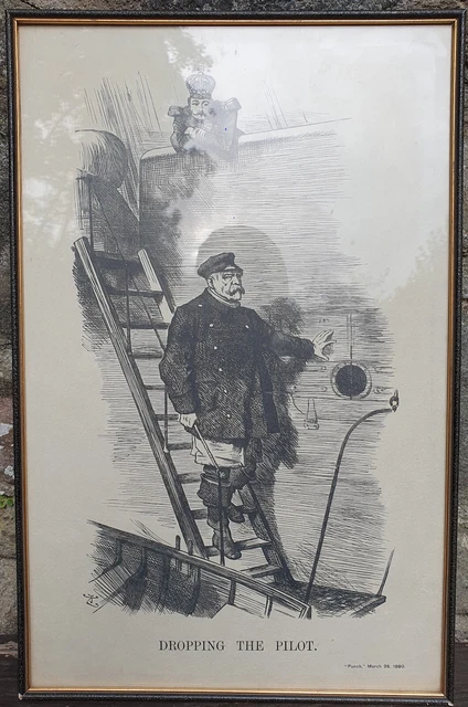 DER LOTSE GEHT von Bord - gerahmte Karikatur von John Tenniel von Bismarck 1890 EUR 1,00 ...