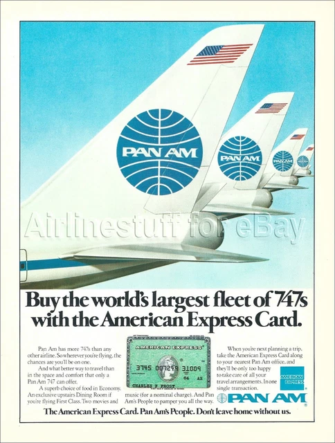 1978 PAN AM Airlines Boeing 747 AMERICAN EXPRESS ad advert World ...