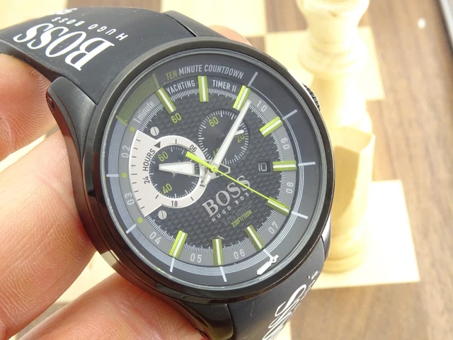 HUGO BOSS YACHTING TIMER Men's 45mm Chronograph Silicone Wristwatch ...