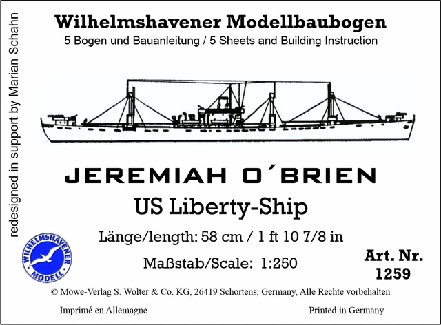WILHELMSHAVENER MODELLBAUBOGEN USS JEREMIAH O´BRIAN Liberty-Ship ...