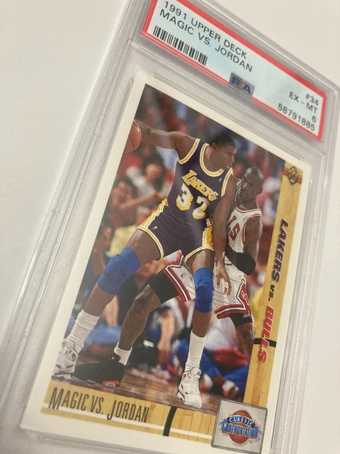1991 UPPER DECK Magic Johnson vs Michael Jordan PSA 8 Neuf Neuf Mt #34 ...