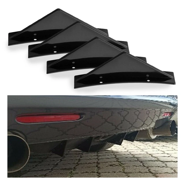 4X LOWER BUMPER Body Rear Diffuser Shark Kit Fin ABS Spoiler Black ...