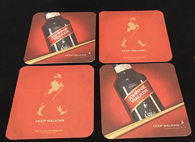 4 VINTAGE JOHNNIE Walker “Keep Walking “Double Sided Scotch Whisky Beer ...