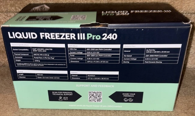 ARCTIC LIQUID FREEZER III Pro 240 AIO CPU Cooler Water Cooling Black ...