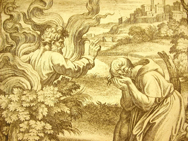 MOÏSE ET LE buisson ardent Exodus III La Bible Nicolas Chaperon 1649 ap ...