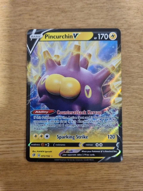 POKÉMON TCG PINCURCHIN V Rebel Clash 072/192 Regular Ultra Rare $1.31 ...