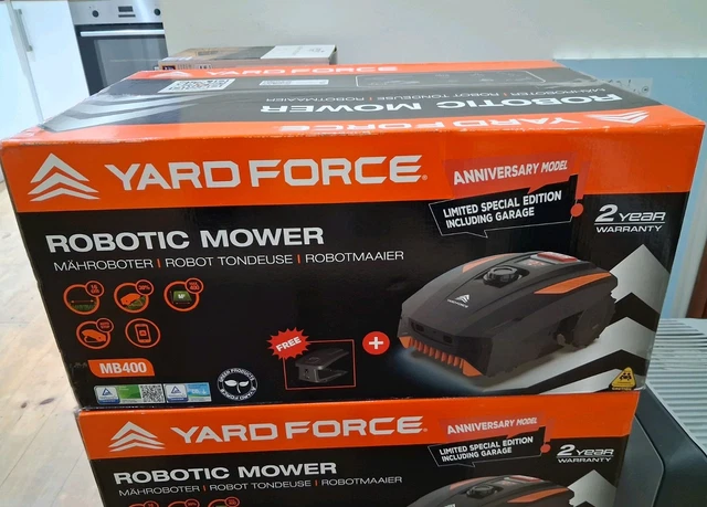 YARD FORCE MB400 Robotic Lawn Mower Battery Cordless Black/Orange ...