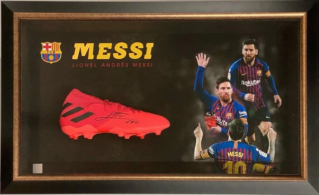 LIONEL MESSI SIGNED Boot Display FC Barcelona PSG Box Framed COA £672. ...