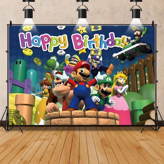 SUPER MARIO BRO Birthday Backdrop Photograph Background Party Banner ...