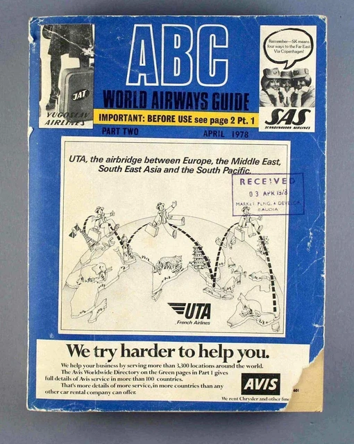ABC WORLD AIRWAYS Guide April 1978 Airline Timetable Part Two Blue Book ...