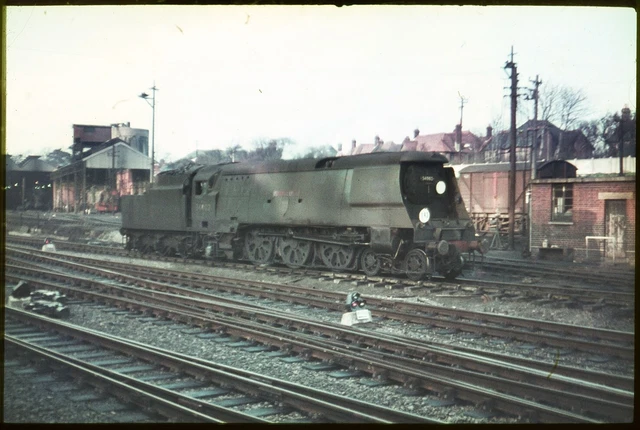 ORIGINAL RAILWAY COLOUR Slide Bournemouth Shed West Country 34002 ...