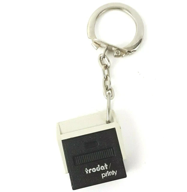 VINTAGE 1980'S TRODAT Printy Mini Self-inking Stamp Key Chain Keychain ...