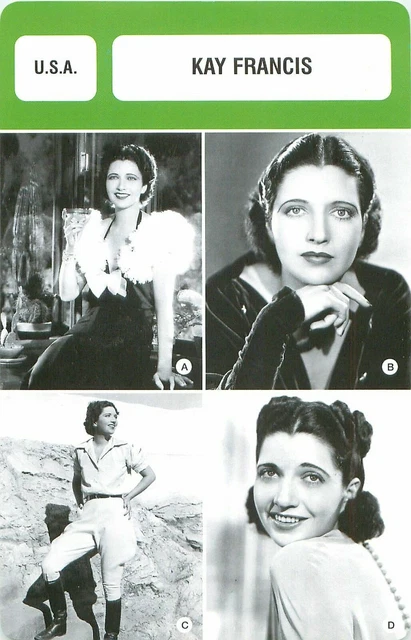 FICHE CINEMA USA Kay Francis ACTRICE ACTRESS EUR 4,99 - PicClick FR
