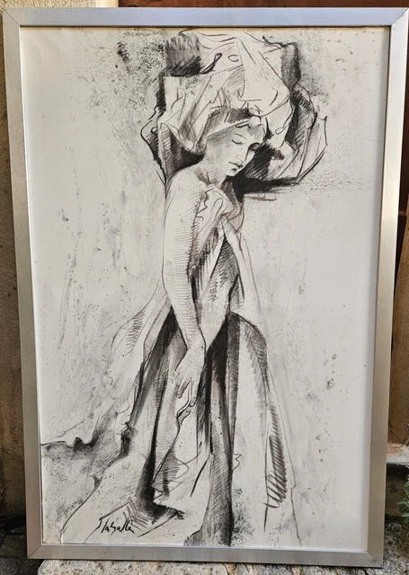 TRÈS GRAND DESSIN sur toile de Charles Louis LASALLE né en 1938 EUR 830 ...