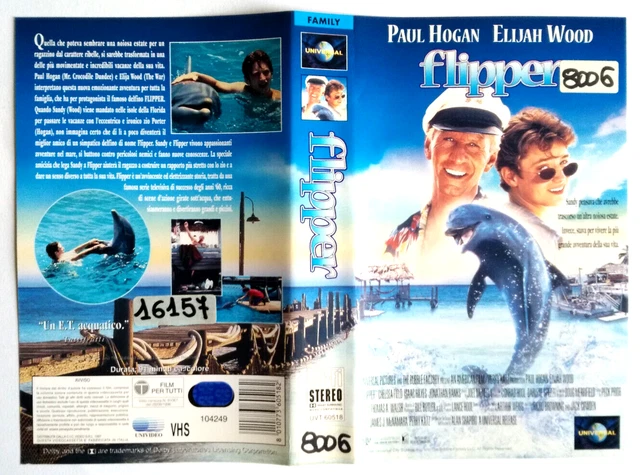 SOLO COPERTINA FASCETTA Per Vhs Flipper Paul Hogan Elija Wood Delfino ...