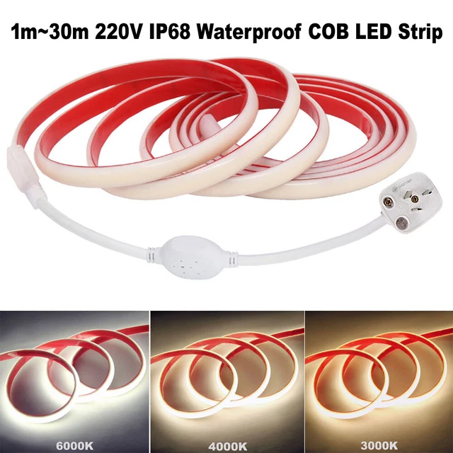 220V COB LED Strip Neon Rope Light Waterproof Home Kitchen Indoor ...