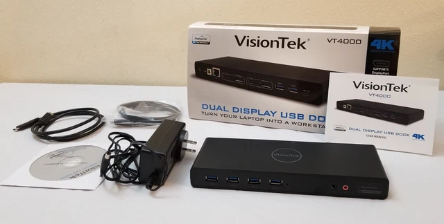 VISIONTEK VT4000 USB / USB-C Docking Station Dual 4K Displays - 6 x USB ...