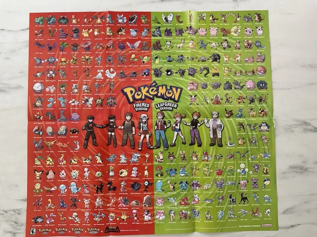 OFFICIAL NINTENDO POWER Poster Pokemon Fire Red & Leaf Green Gameboy ...