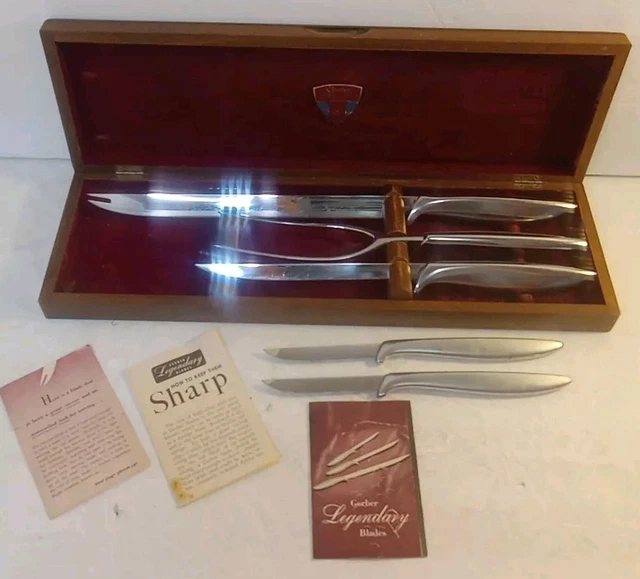 VINTAGE GERBER LEGENDARY Blades Carving Set-Snickersnee & Siegfried ...