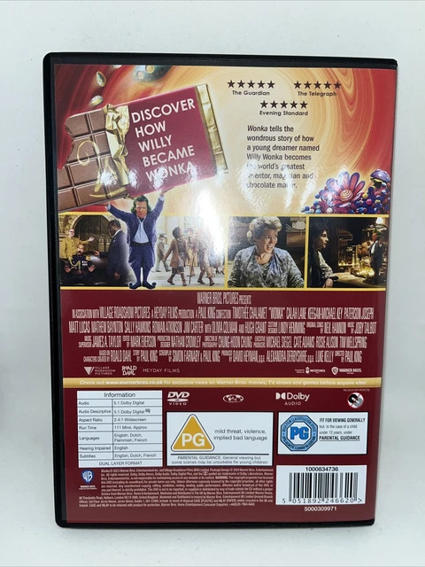 WONKA (DVD) SALLY Hawkins Rowan Atkinson Olivia Colman Simon Farnaby ...
