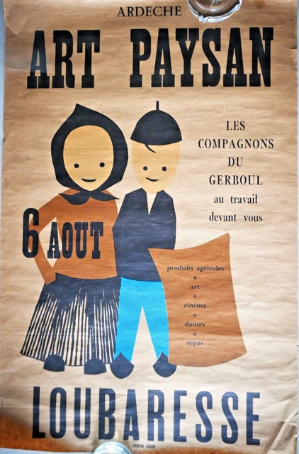 AFFICHE ART PAYSAN, Les Compagnons du Gerboul, Ardèche, Loubaresse EUR 20,00 - PicClick FR