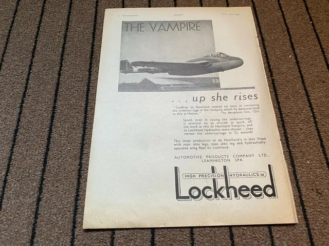 AC15 ADVERT 11X8 High Precision Hydrulics Lockheed On The Vickers ...