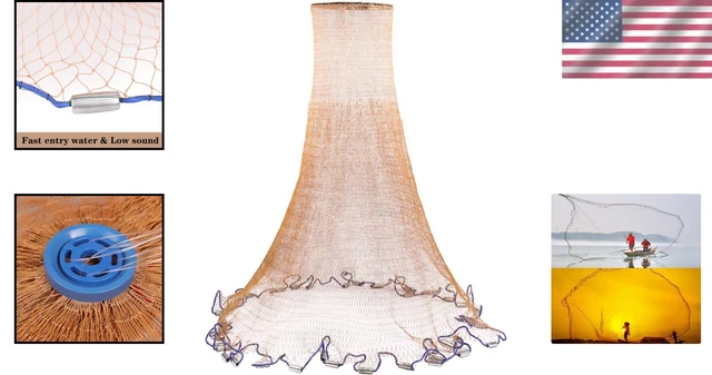 FISHING CAST NET Nylon Tire Line 3Ft Radius Saltwater Bait Trap with ...