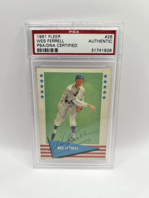 CARTE WES FERRELL Greats PSA/ADN Auto signée 1961 Fleer #26 EUR 76,39 ...