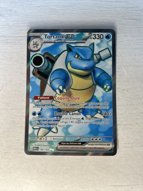 CARTE POKÉMON TORTANK EX Full Art 184/165 Ecarlate et Violet 151 Neuve ...