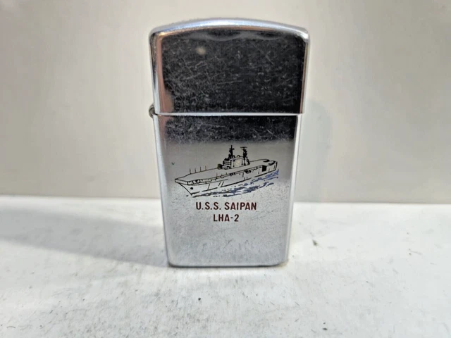 WORKING VINTAGE USS Saipan LHA-2 Navy Ship Military Zippo Lighter 7191/ ...