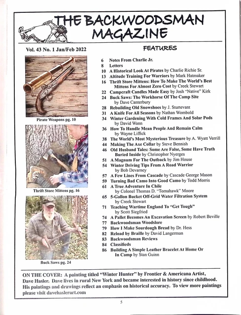 THE BACKWOODSMAN MAGAZINE Jan/February 2022 Survival, History ...