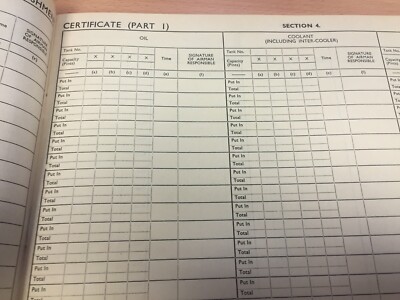 RAF FORM 700/F, Blank, Aircraft Servicing Form, Flying Training Piston ...