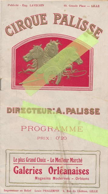 PROGRAMME CIRQUE PALISSE 16 PAGES PUBLICITÉS couleurs ORLÉANS FRANCE ...