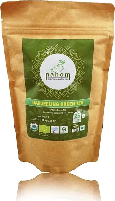 NAHOM ORGANIC DARJEELING Green Tea 25 Tea Bags Free Shipping World Wide ...