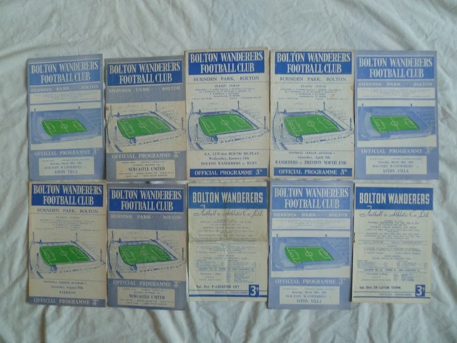BOLTON WANDERERS 1950 's & 1960 's Football Programme Job Lot Rare ...