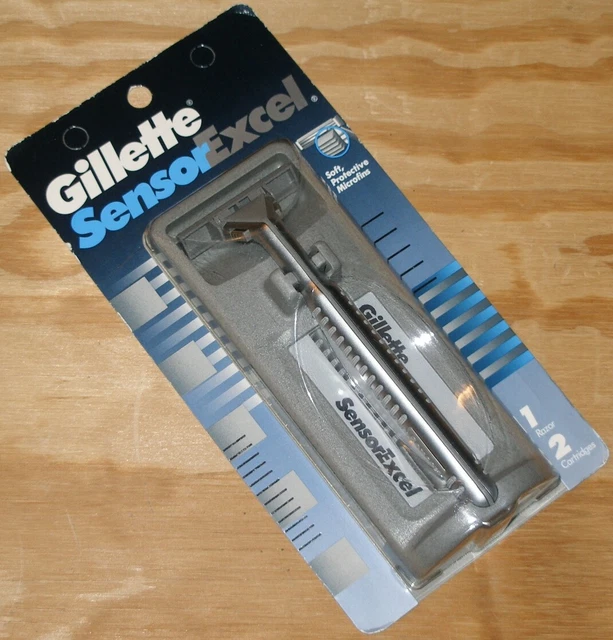 GILLETTE SENSOREXCEL SENSOR Excel Razor Handle 2 Cartridges 1993 NOS ...
